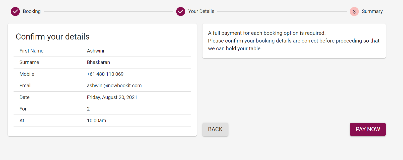 Upsell Booking Options
